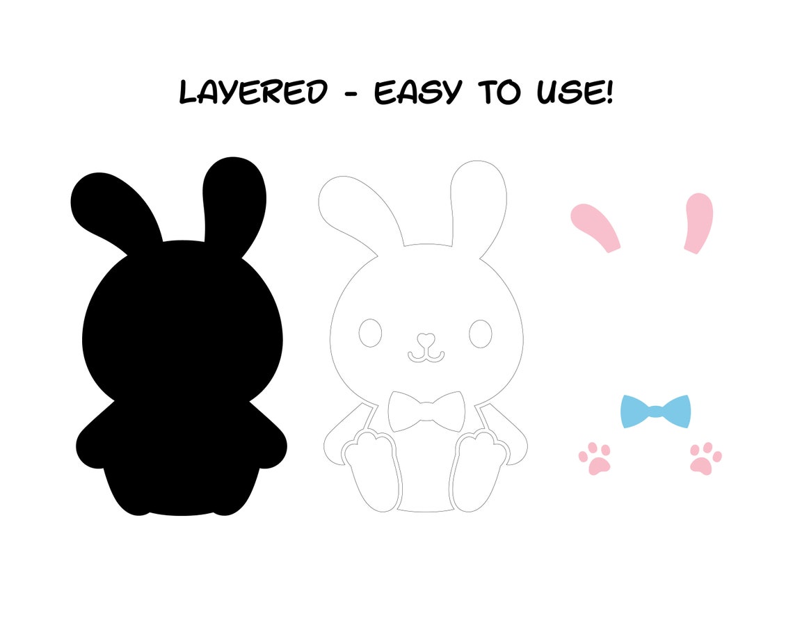 Bunny SVG Easter Bunny Layered Cutting File Cute Baby Rabbit | Etsy