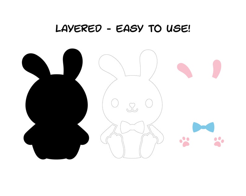 Bunny SVG Easter Bunny Layered Cutting File Cute Baby Rabbit | Etsy