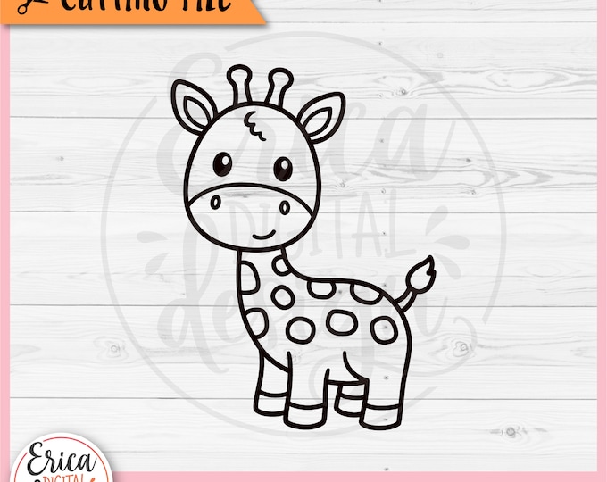 Giraffe SVG Cute Baby Giraffe Outline Cut File Cricut Silhouette Jungle ...