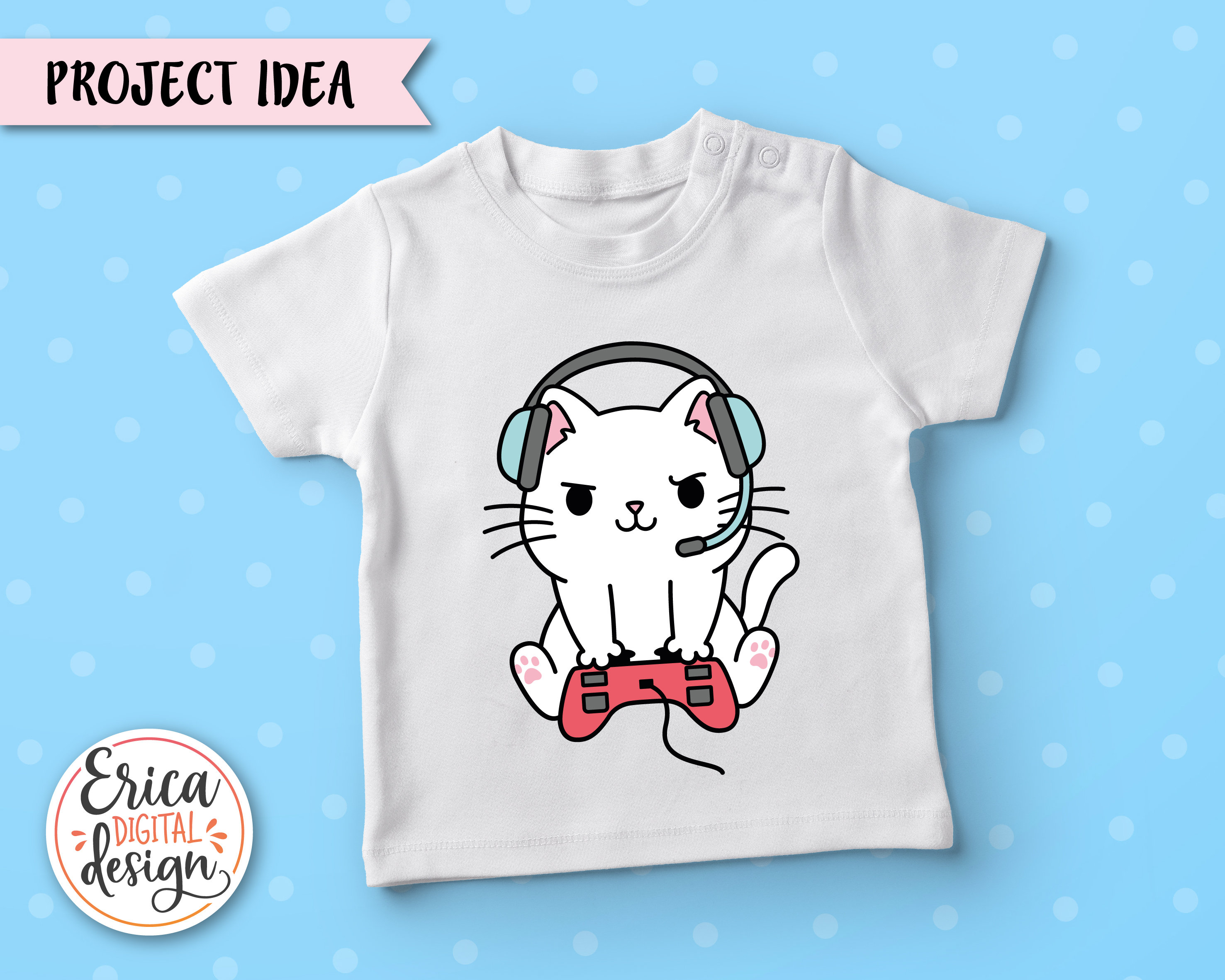 Gamer Cat SVG Cut File Funny Nerd Geek Cat Video Game Gaming Cutting ...