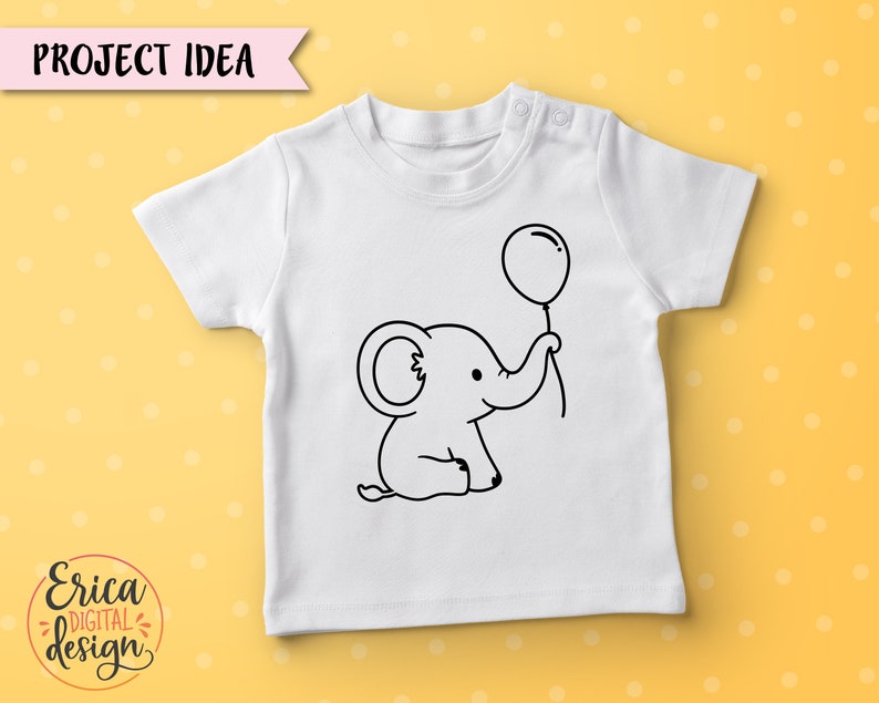 Baby Elephant SVG Cute Elephant Balloon Cut File Baby Shower - Etsy
