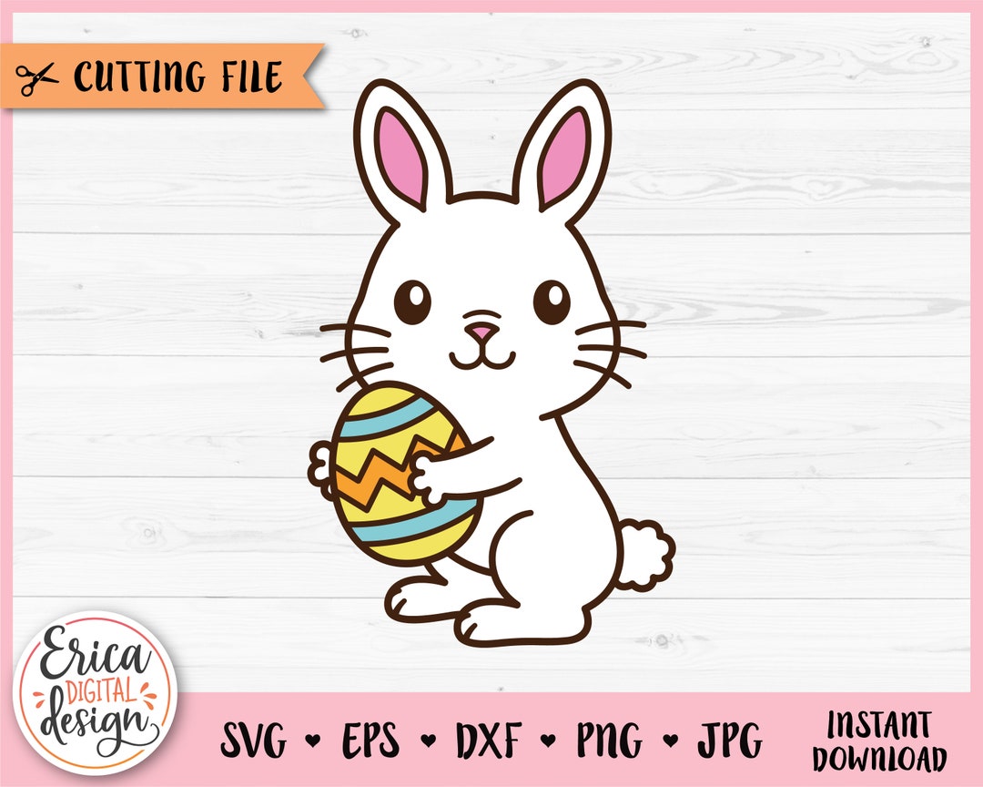 Bunny With Easter Egg SVG Layered Cut File Cricut Silhouette Cute ...