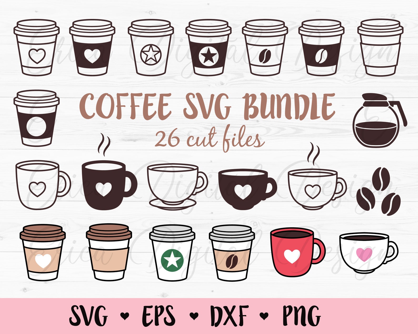 Coffee SVG Bundle Coffee Cup Cut File Coffee Mug Coffee to Go Coffee ...