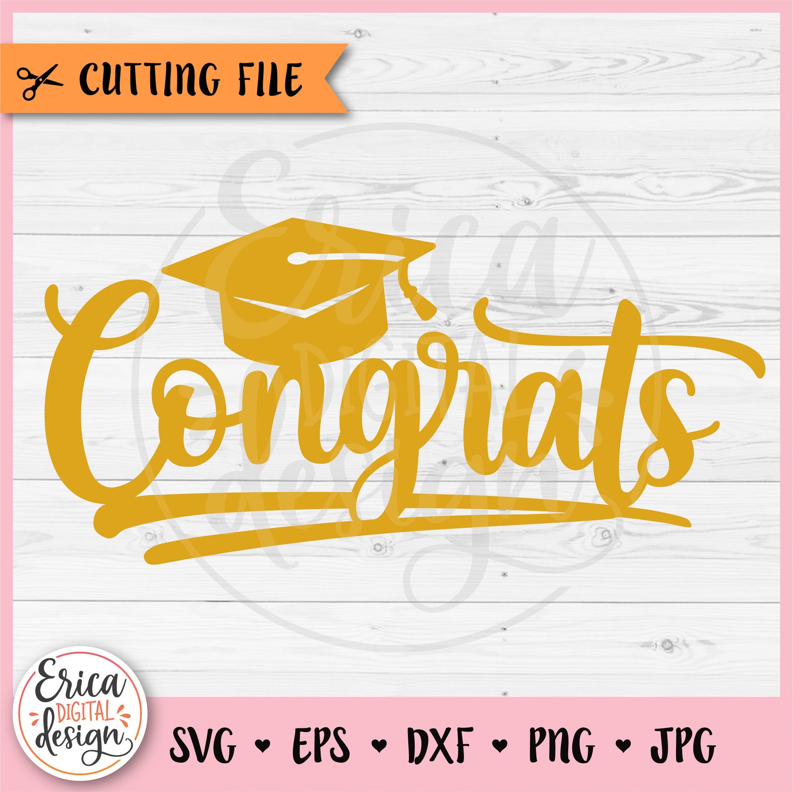 Grad Cake Topper SVG Congrats Grad Cut File Cricut Silhouette Cupcake ...