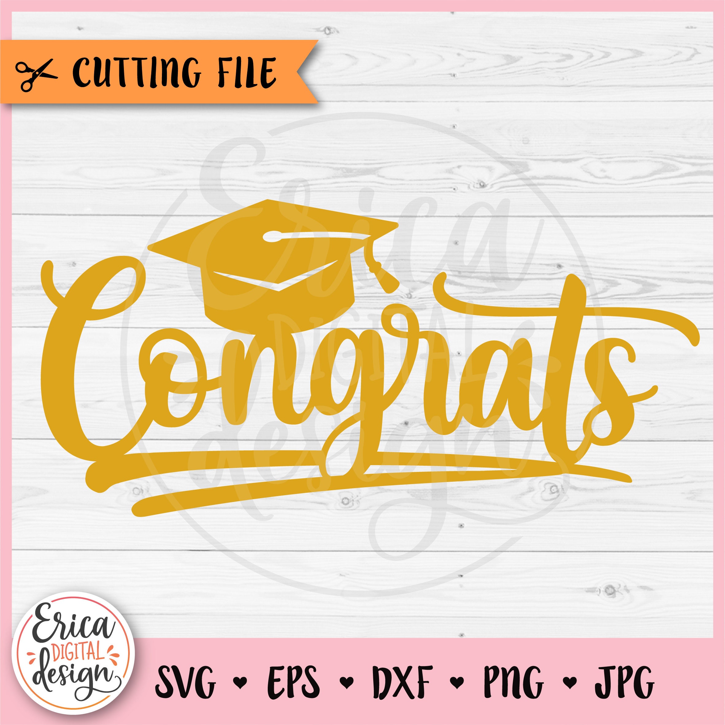 Grad Cake Topper SVG Congrats Grad Cut File Cricut Silhouette Cupcake ...