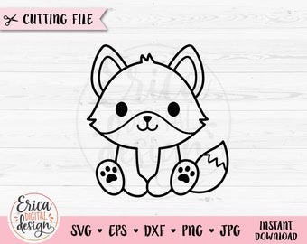 Baby Fox Outline SVG Cut File Cute Fox Baby Shower Boy Girl Shirt ...