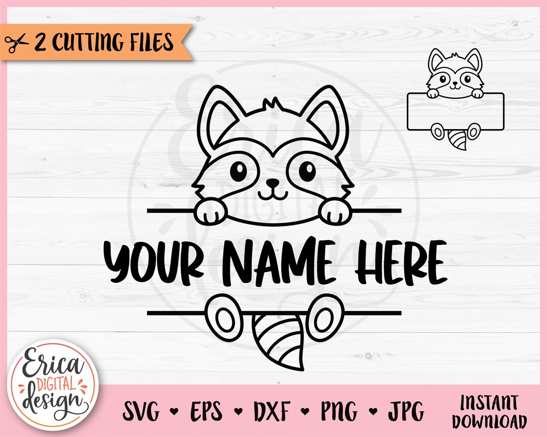 Raccoon Split Monogram SVG Cut File Cricut Silhouette Name Frame ...