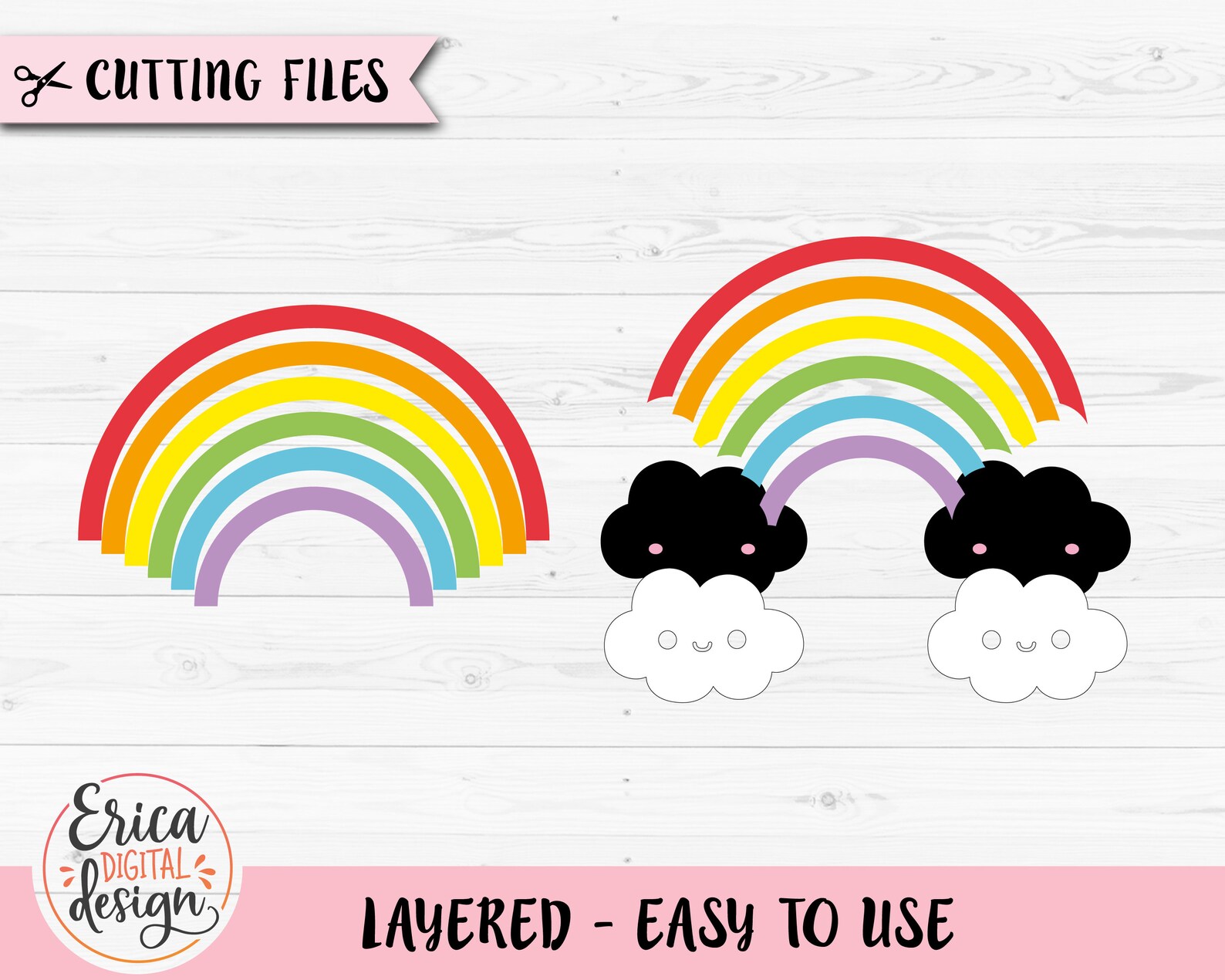 Rainbow Bundle SVG Cute Cloud Cut File Clouds Pastel Rainbow | Etsy