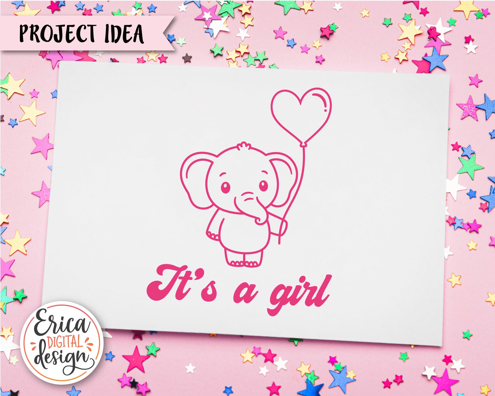 Baby Elephant Outline SVG Cute Elephant With Balloon Cut File - Etsy