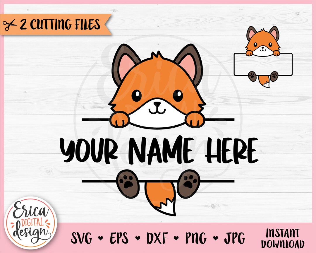 Fox Clipart Name Frame Layered SVG Cut File Cricut Silhouette Split ...
