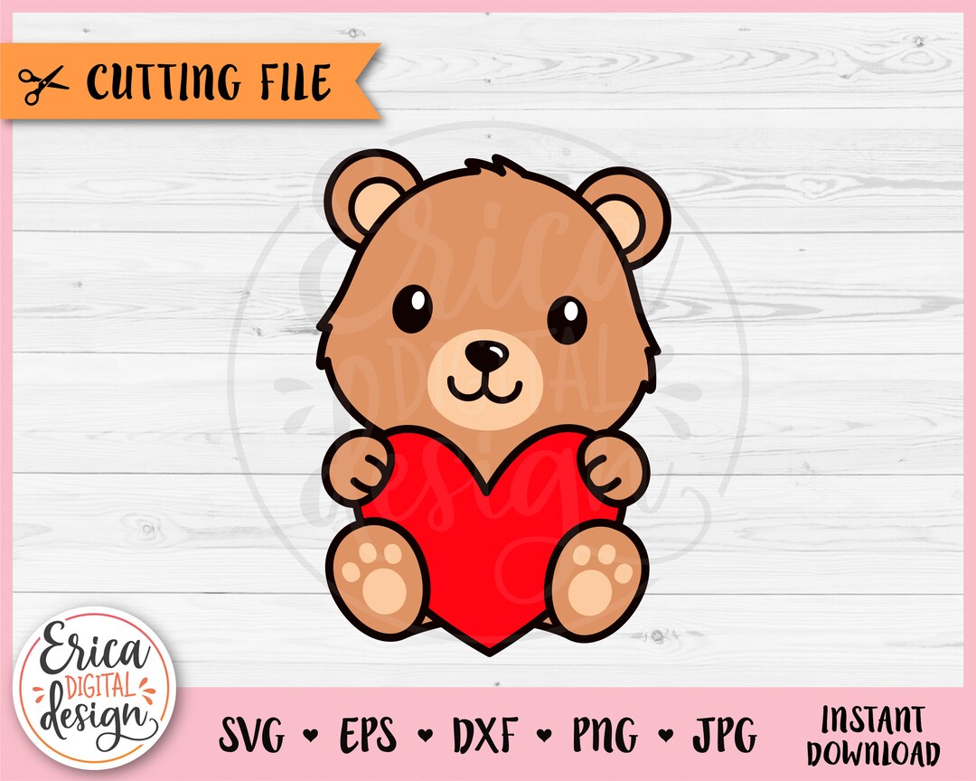 Baby Bear With Heart Layered SVG Cut File for Cricut Silhouette Cute ...