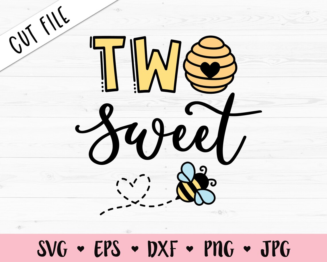 Two Sweet SVG 2nd Second birthday cut file Girl Birthday party | Etsy