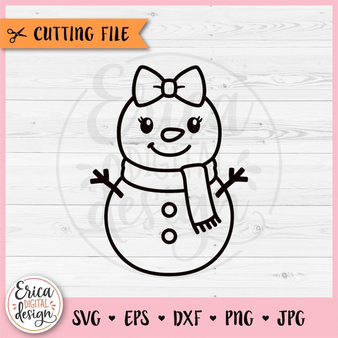 Snowman SVG Cute Snowman Girl Outline Cut File Cricut Silhouette ...