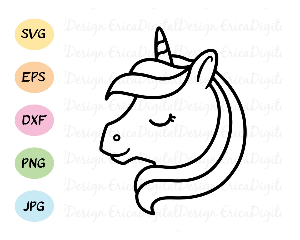 Unicorn Outline SVG Magical Unicorn Cutting File Kawaii Cute Unicorn ...