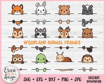 Woodland Animal Name Frame SVG Cut File Cricut Silhouette Split ...
