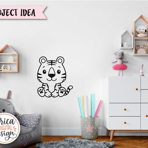 Tiger SVG Cute Baby Tiger Outline Cut File for Cricut Silhouette Jungle ...