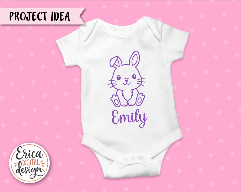 Bunny SVG Cute Sitting Rabbit Outline Cut File for Cricut - Etsy
