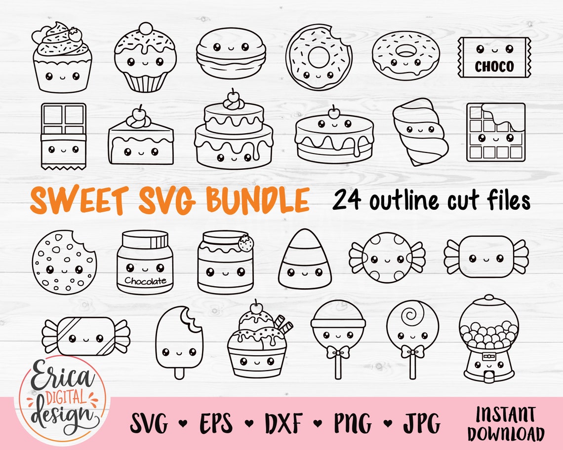 Sweets SVG Bundle Cute Candies Cut File Cricut Silhouette - Etsy