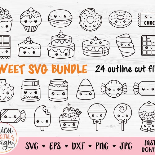 Kawaii Sweets Clipart Cute Sweet Candy Clipart Food Cake Donut - Etsy