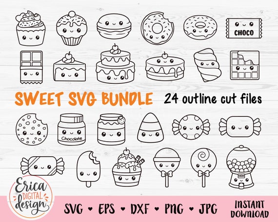 Sweets SVG Bundle Cute Candies Cut File Cricut Silhouette - Etsy