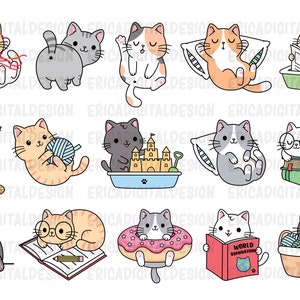 Funny Cats Clipart Cute Cat Clip Art Kawaii Kitten Kitty Icons Pet ...