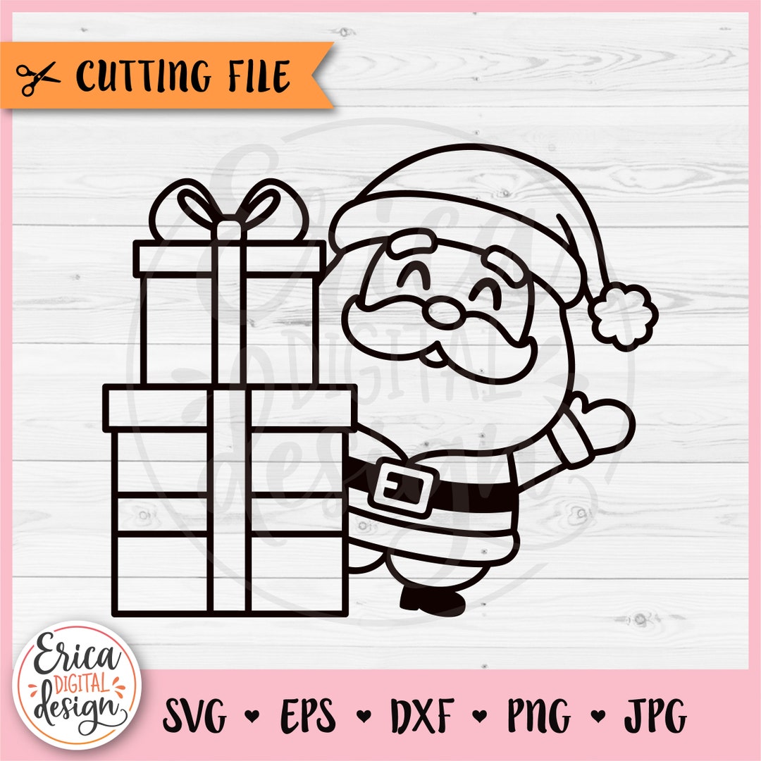 Santa SVG Cute Santa Outline Cut File Cricut Silhouette Santa Claus ...