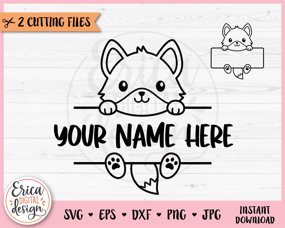 Fox Name Frame SVG Cut File Cricut Silhouette Split Monogram Student ...
