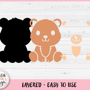 Cute Bear Layered SVG Cut File for Cricut Silhouette Baby Bear Clipart ...