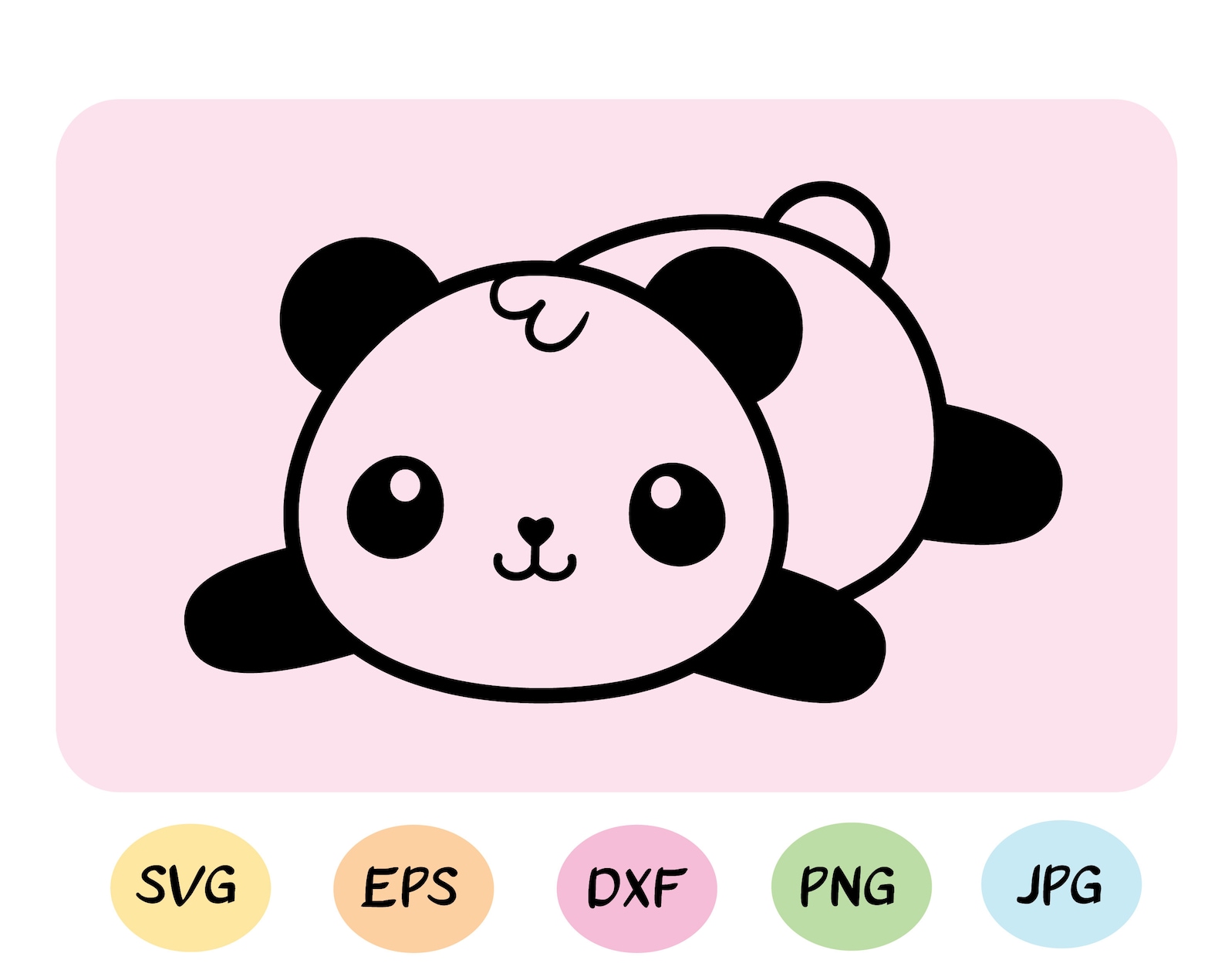Cute baby panda SVG Kawaii panda lying down Decal cut file | Etsy