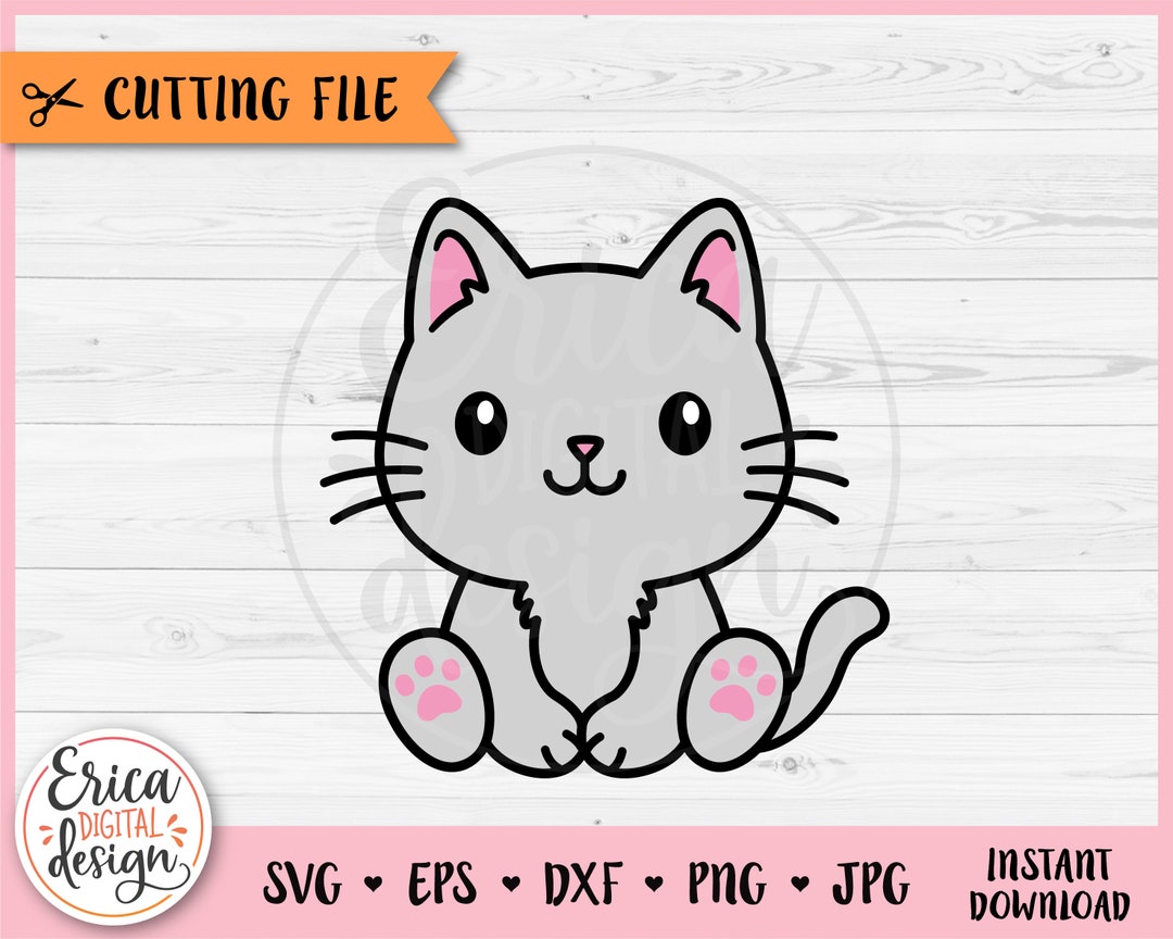 Baby Cat Layered SVG Cut File for Cricut Silhouette Kawaii Cat Clipart ...
