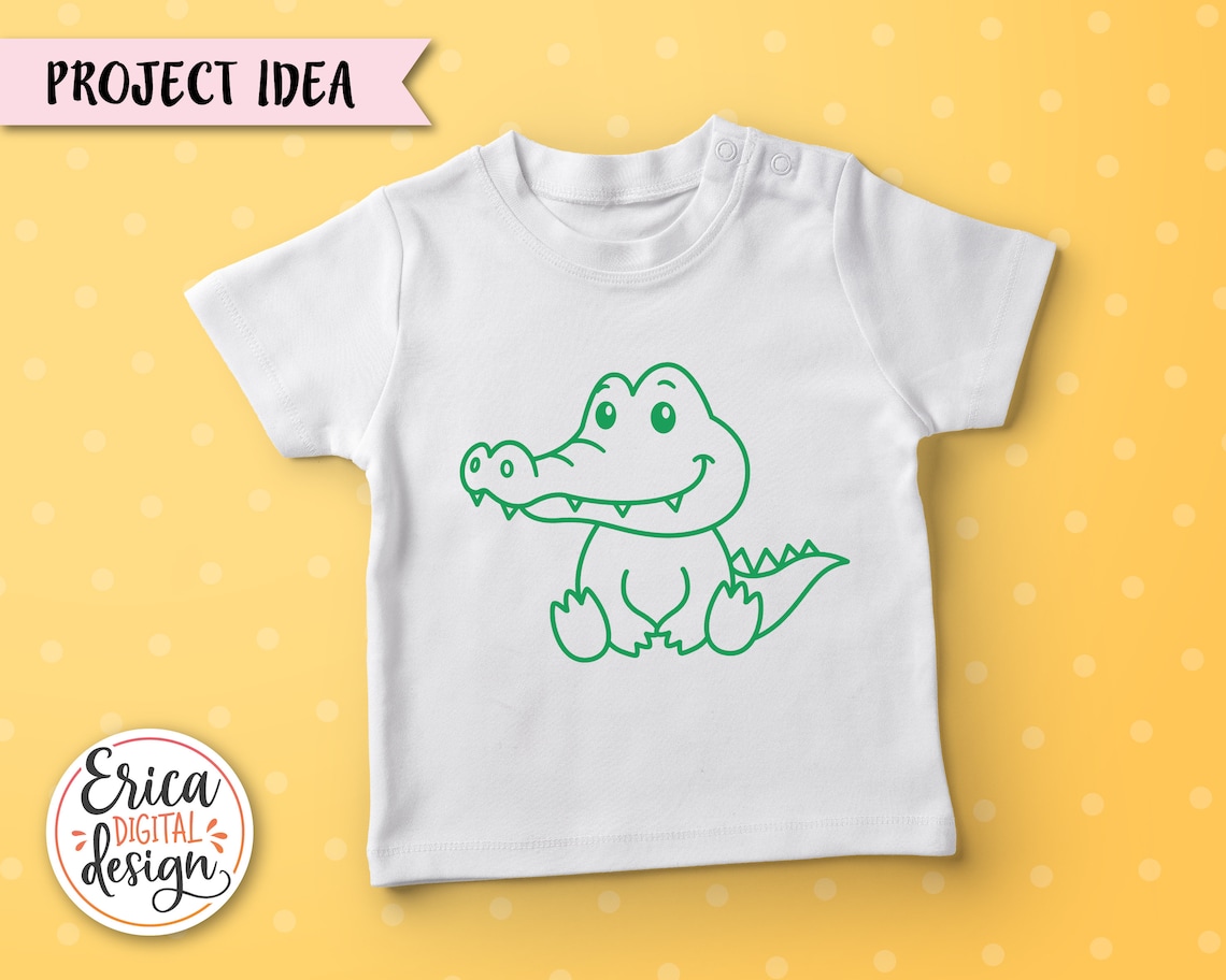 Alligator SVG Cute Baby Crocodile Gator Outline Cut File Cricut ...
