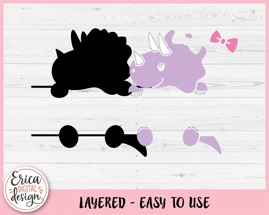 Split Dinosaur Girl SVG Dinosaur Name Frame Cut File Cricut Silhouette ...