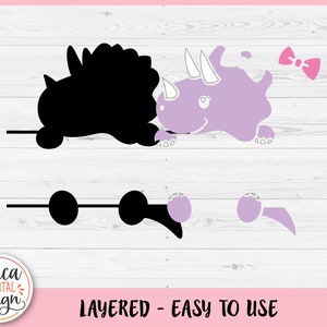 Split Dinosaur Girl SVG Dinosaur Name Frame Cut File Cricut Silhouette ...