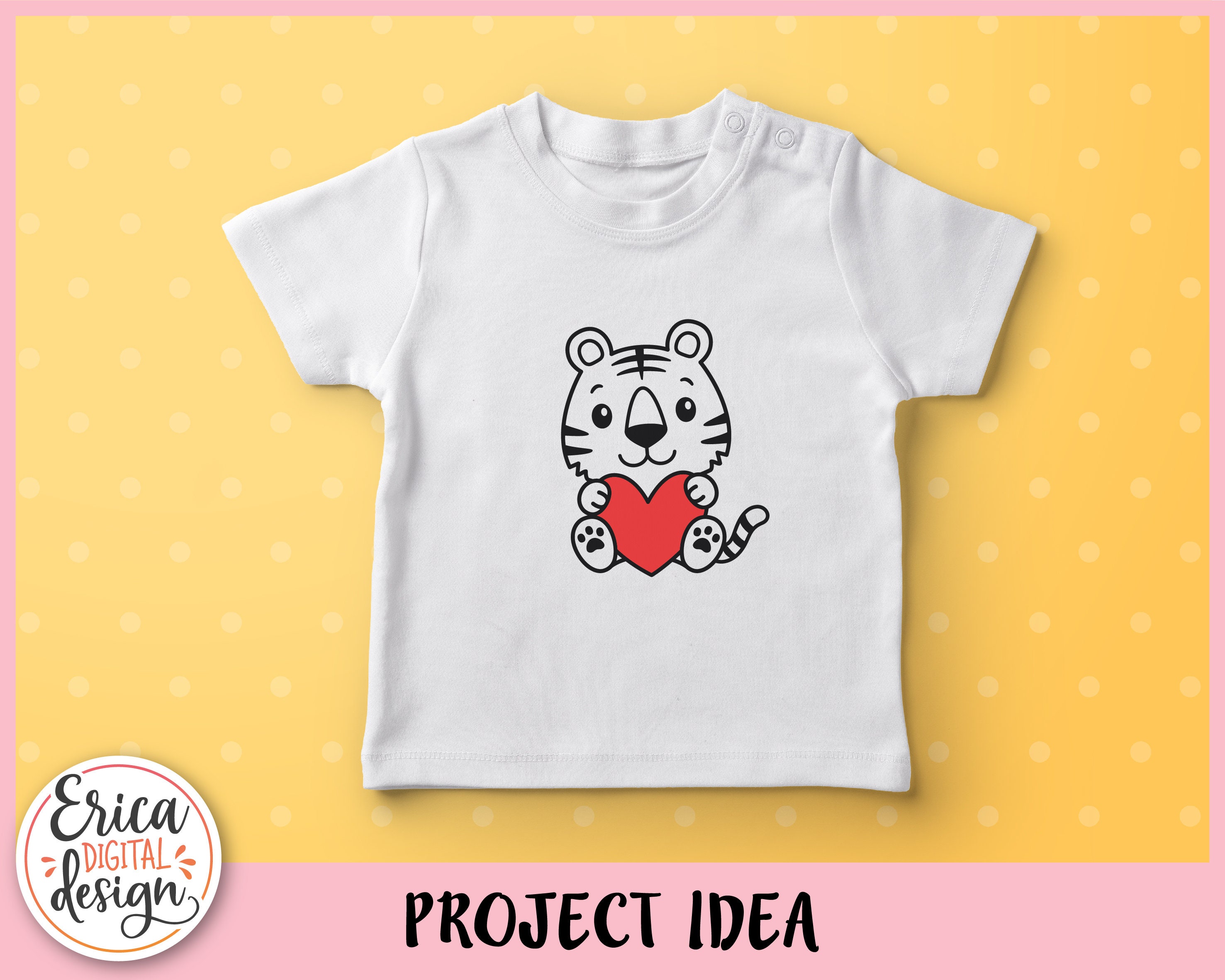 Tiger With Heart SVG Cute Baby Tiger Outline Cut File for - Etsy