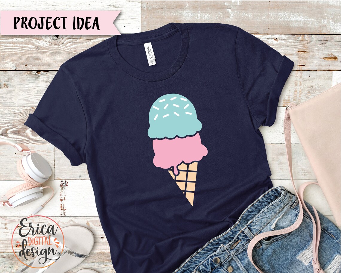 Ice Cream SVG Cut File Triple Ice Cream Cone Summer Party Dessert Cute ...