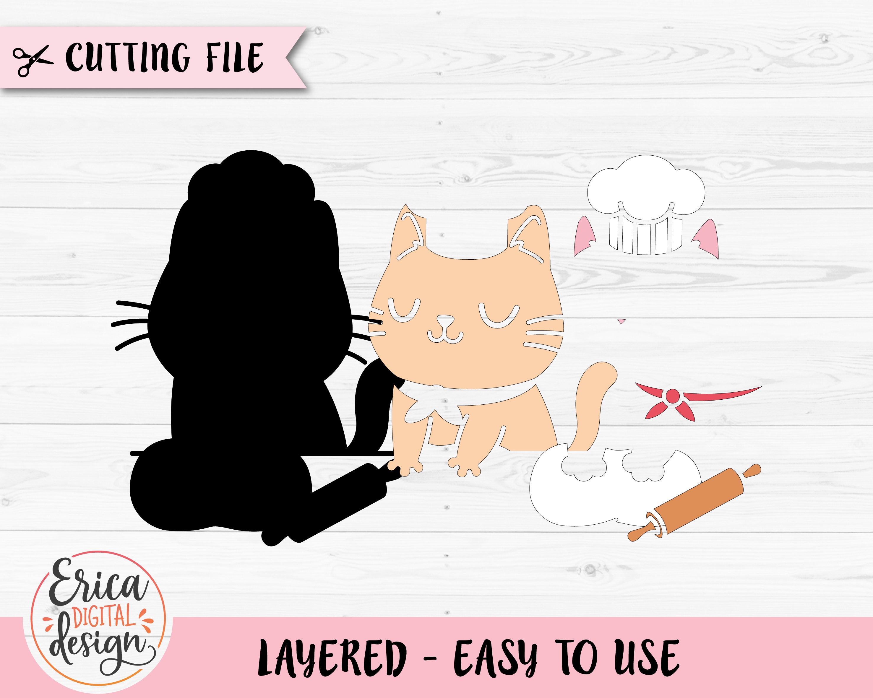 Kneading Cat SVG Layered Cut File for Cricut Silhouette Funny Cat ...