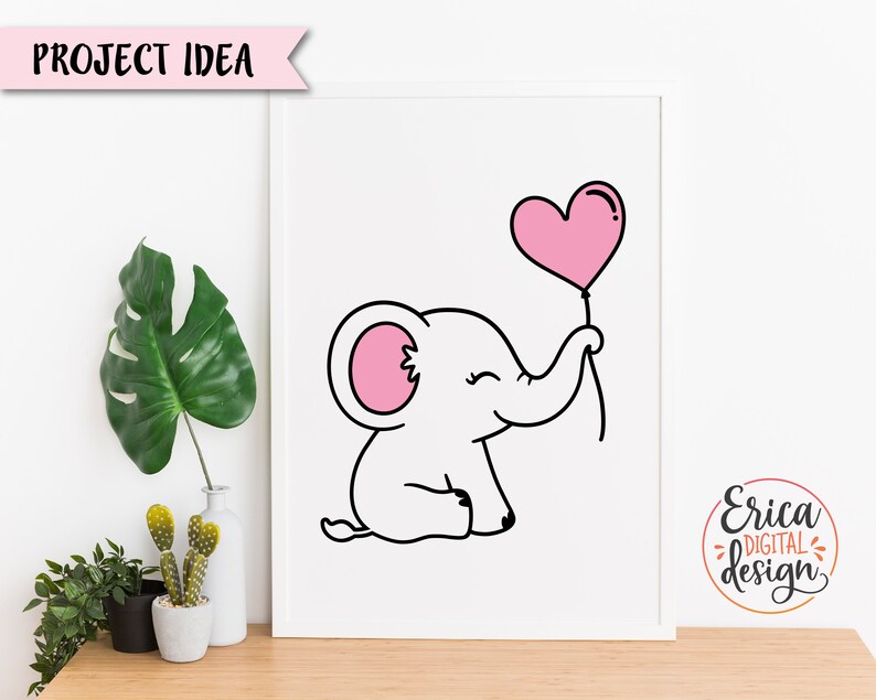 Baby Elephant SVG Cute Elephant Balloon Cut File Baby Shower - Etsy