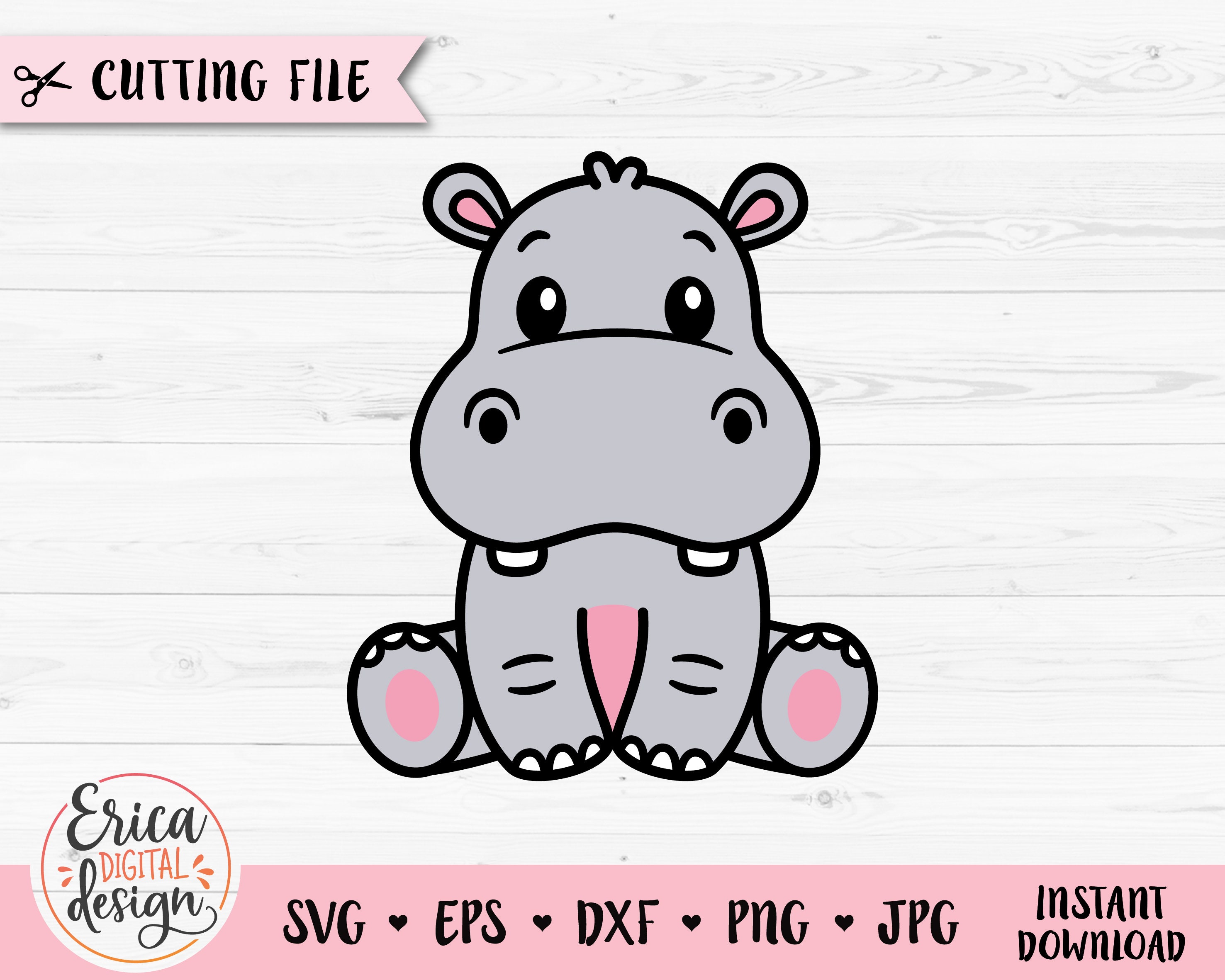 Hippo SVG Lindo hipopótamo sentado archivo cortado en capas - Etsy México