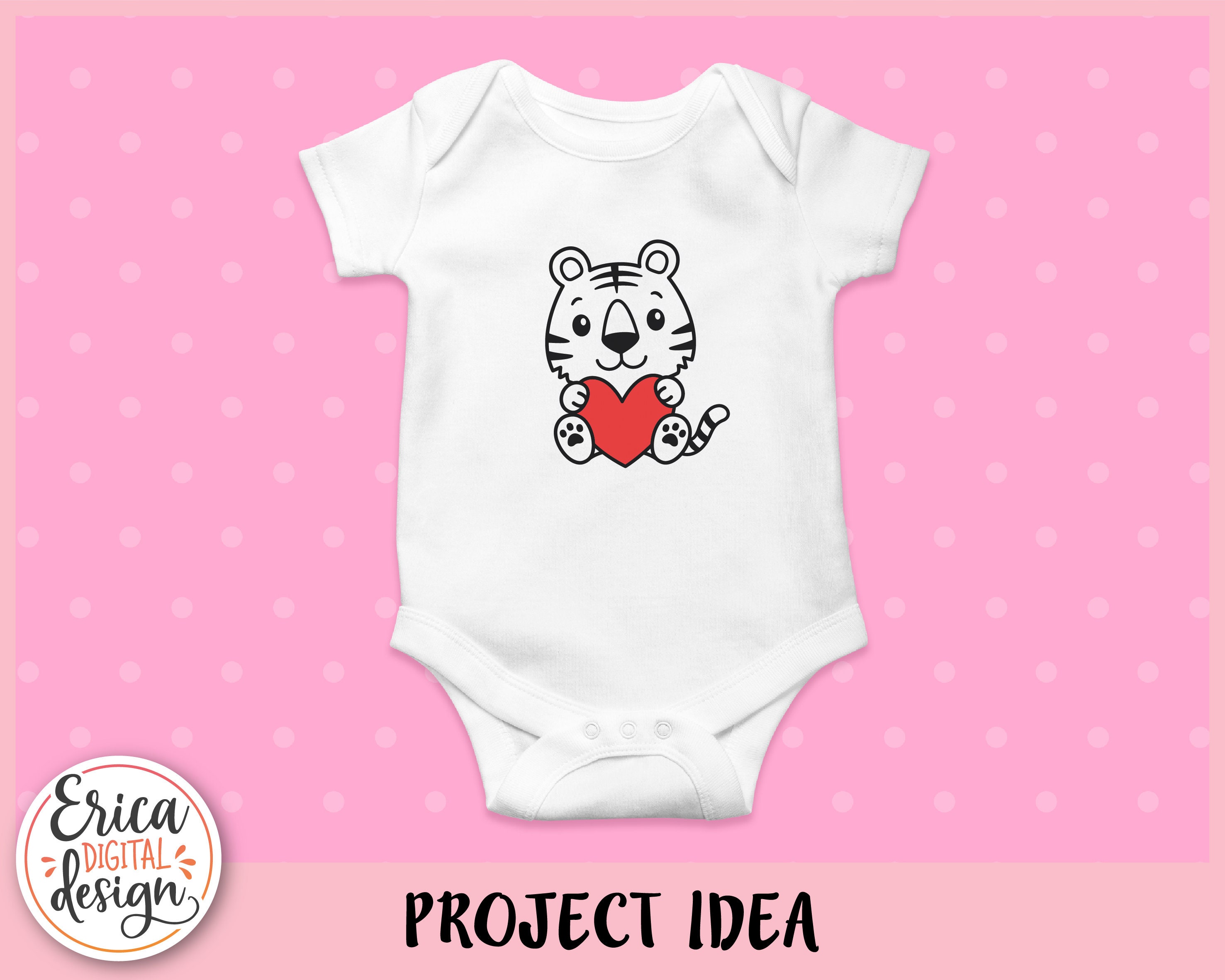 Tiger With Heart SVG Cute Baby Tiger Outline Cut File for - Etsy