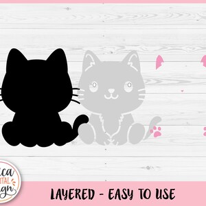 Baby Cat Layered SVG Cut File for Cricut Silhouette Kawaii Cat Clipart ...
