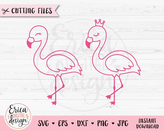 Flamingo Outline SVG Cut File Cute Pink Flamingo Crown Summer | Etsy