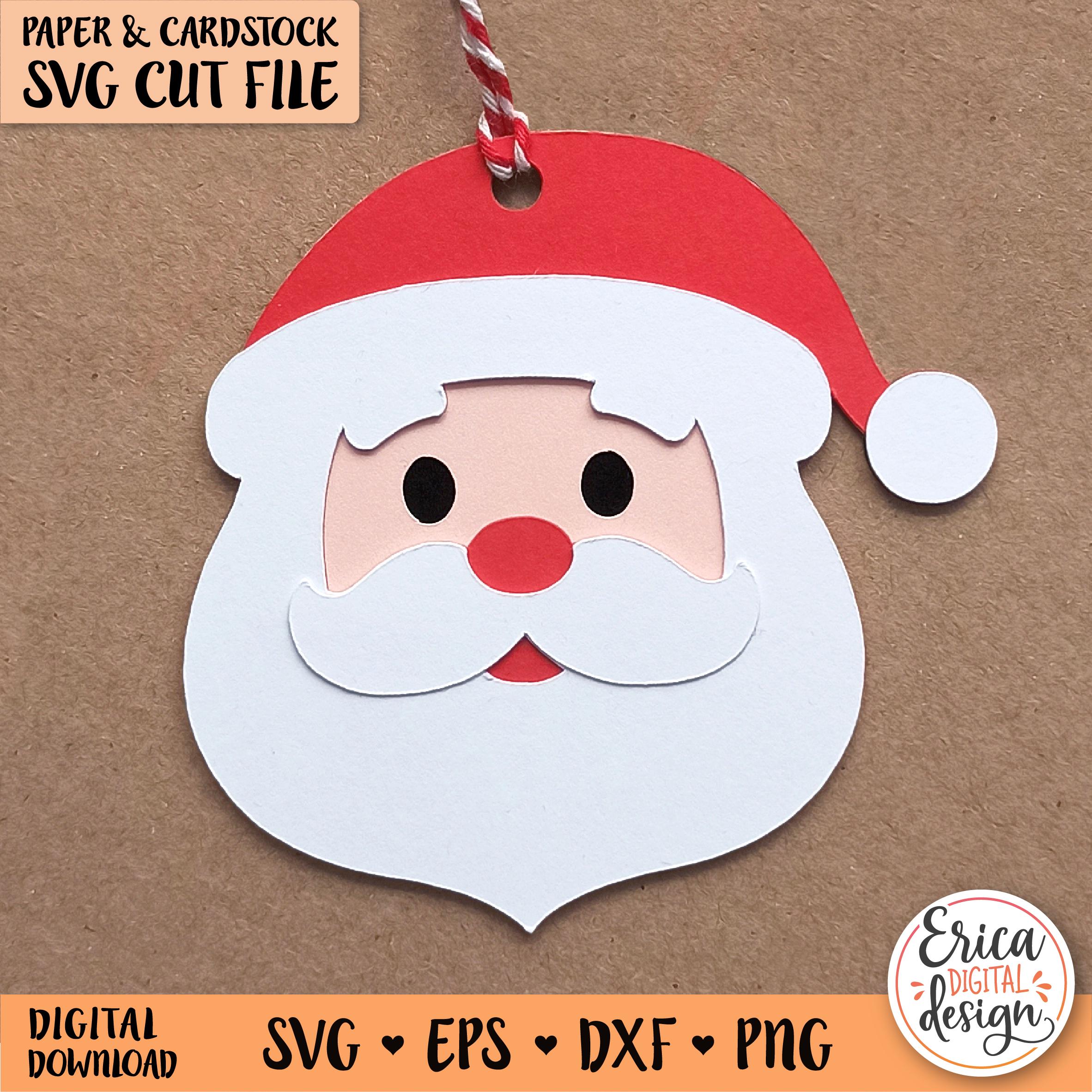 Santa Face Gift Tag SVG Christmas Cut File Cricut Silhouette Santa ...