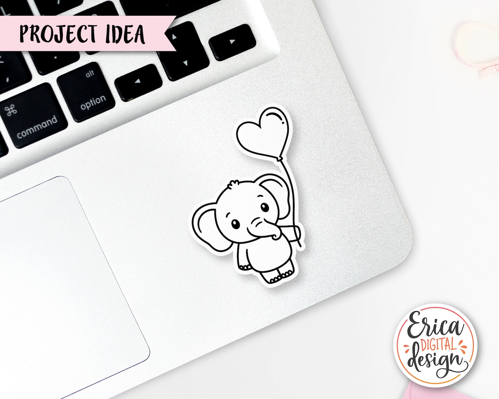 Baby Elephant Outline SVG Cute Elephant With Balloon Cut File - Etsy UK