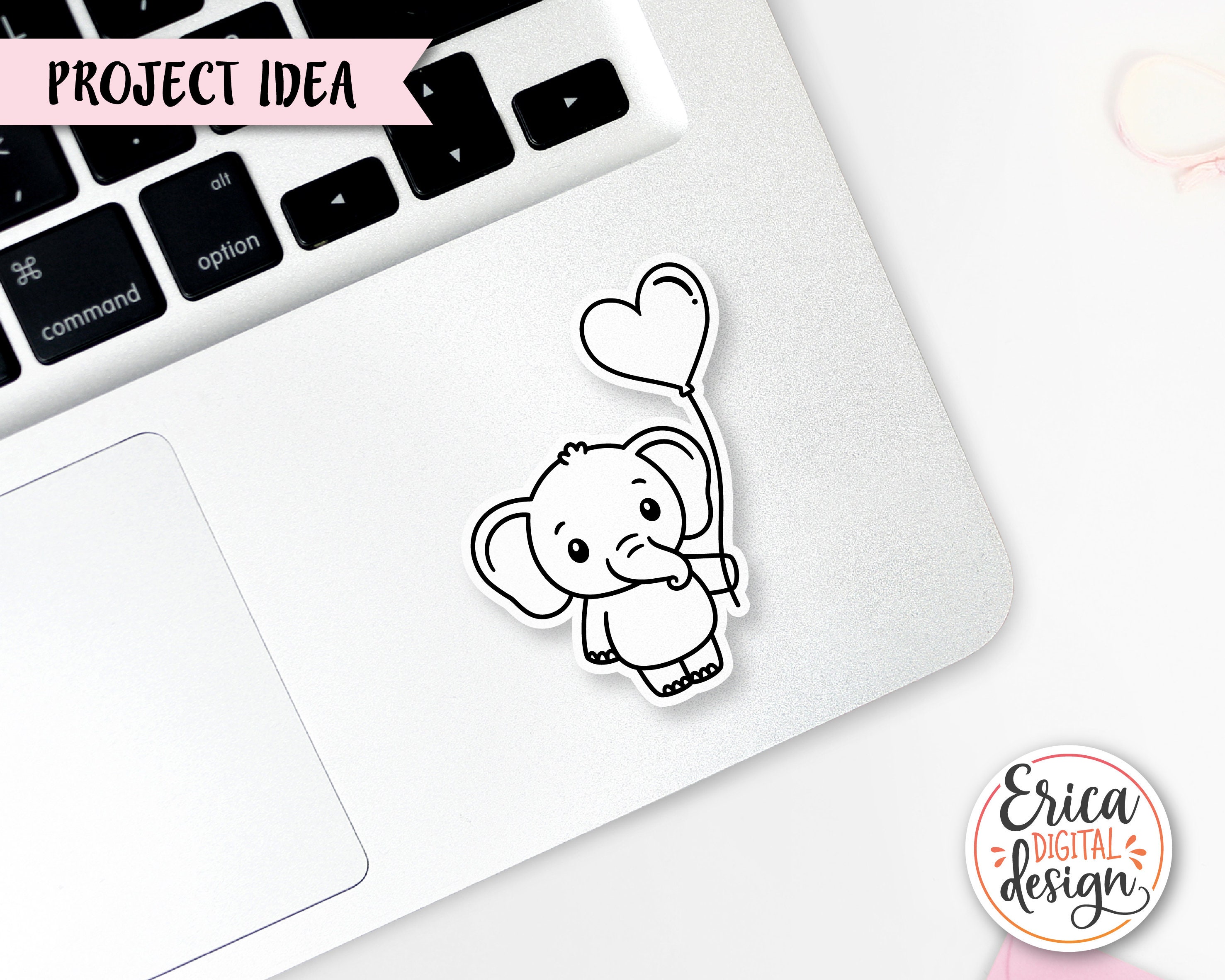 Baby Elephant Outline SVG Cute Elephant With Balloon Cut File - Etsy UK