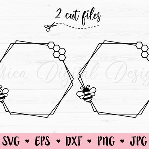 Honey Bee Frame SVG Hexagon Frame Cut File Bumble Bee Wreath - Etsy