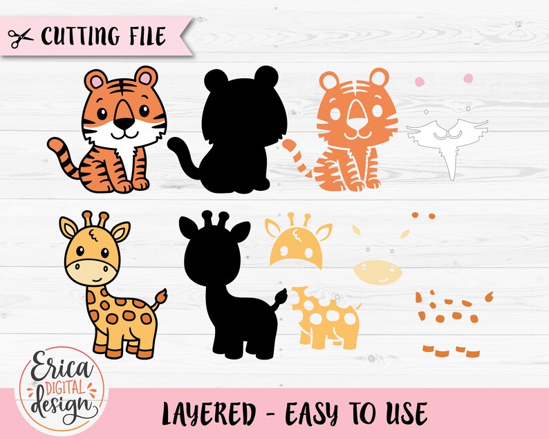 Safari Animals Layered SVG Cute African Jungle Animal Cut File Cricut ...