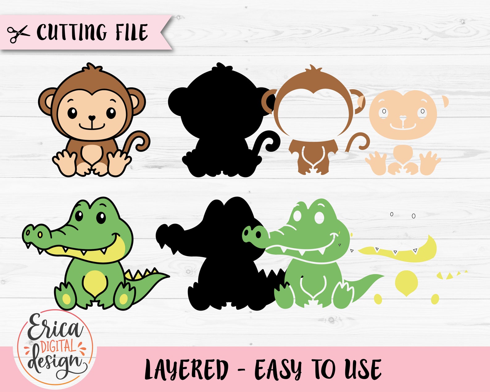 Safari Animals Layered SVG Cute African Jungle Animal Cut File Cricut ...