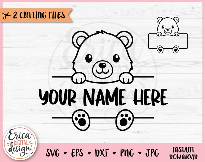 Teddy Bear Monogram Svg, Bear Monogram Svg, Bear Name Svg, Name Frame ...
