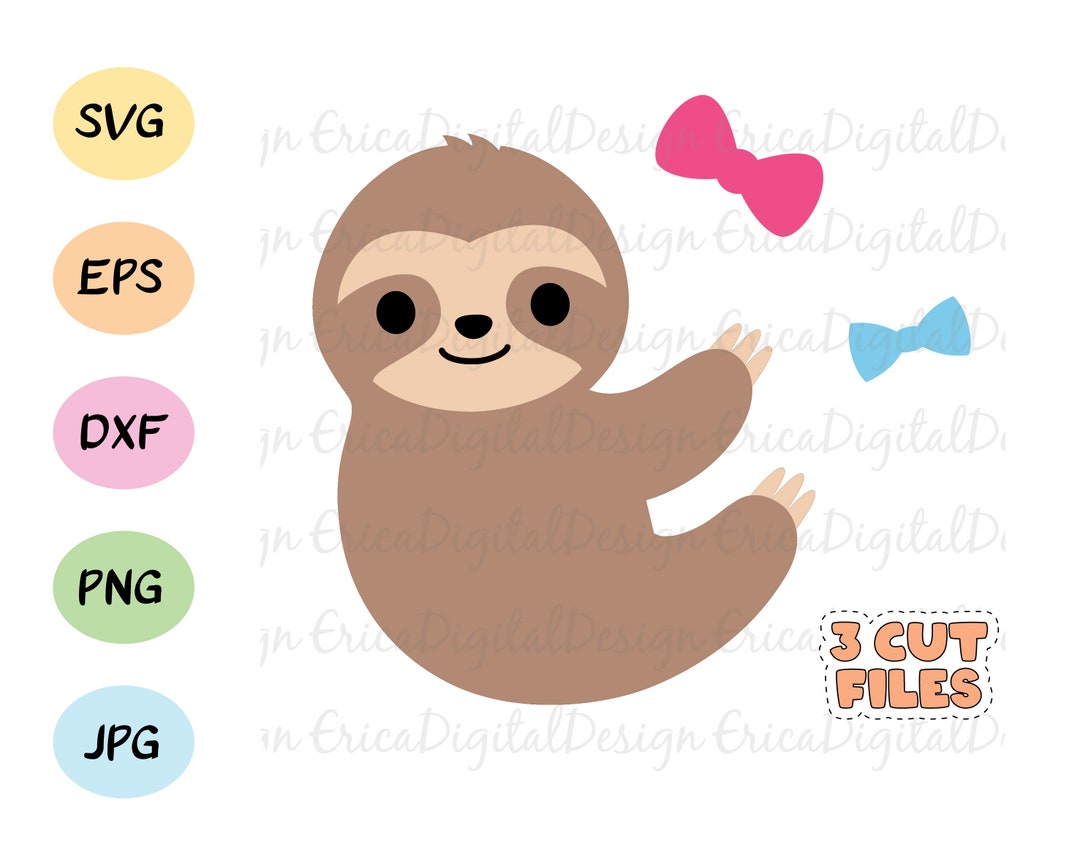 Baby Sloth SVG Cute Sloth Layered Cut File Kawaii Sloth Cutting File ...