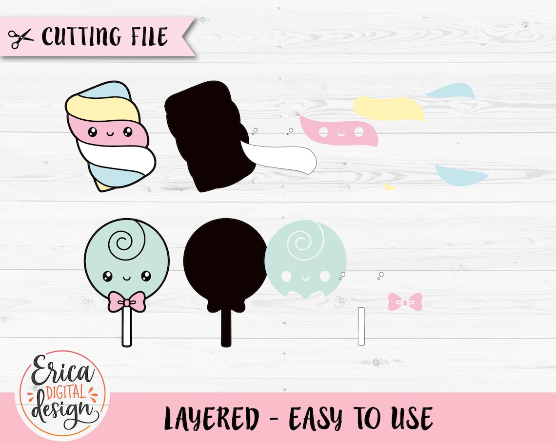 Sweets SVG Bundle Candy Layered Cut File Cricut Silhouette - Etsy